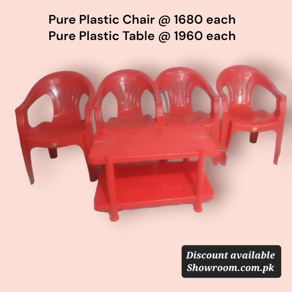 Chair and Table Set / Full Plastic Chair with Double Shlef Table / 04 ...